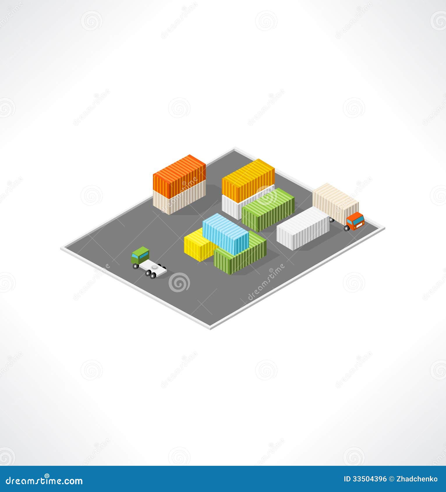 Cargo Area with Containers. Isometric Building Stock Vector ...
