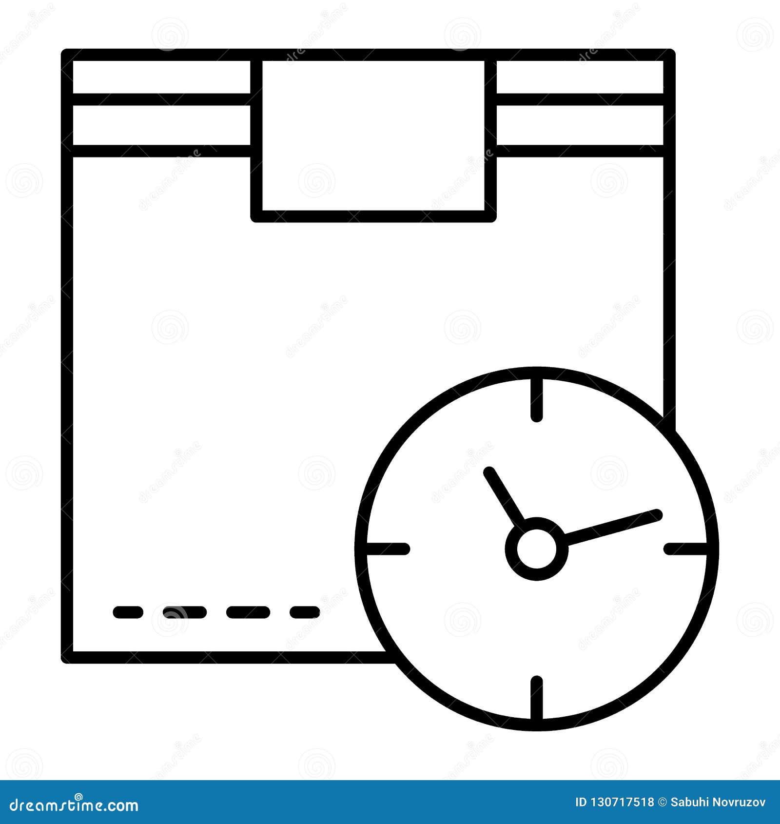 Cargo Box and Clock Thin Line Icon. Package and Clock Vector ...