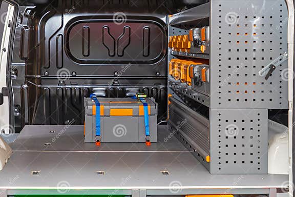 Cargo Box Mini Van stock photo. Image of fittings, drawer - 202298520