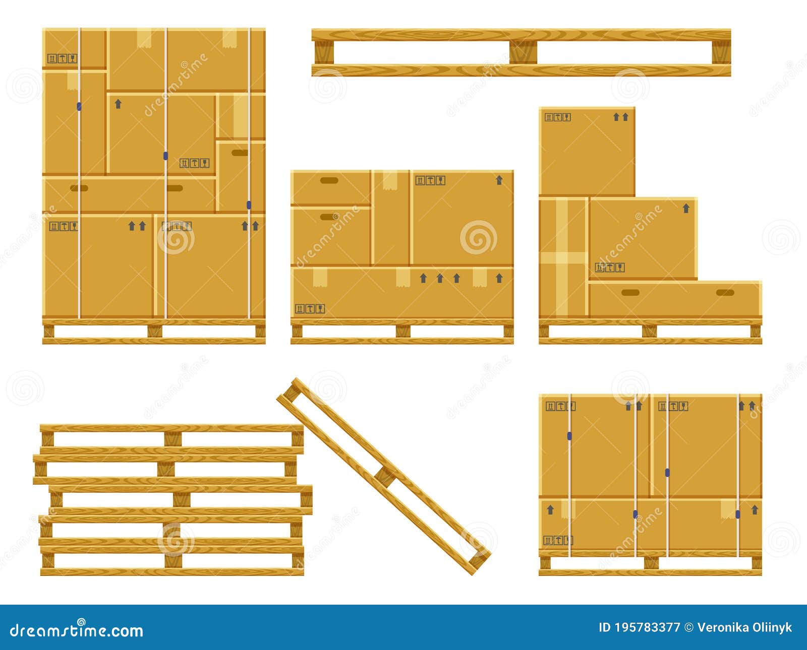 Cargo Box Stack. Carton Delivery Packaging Boxes on Wooden Pallet ...