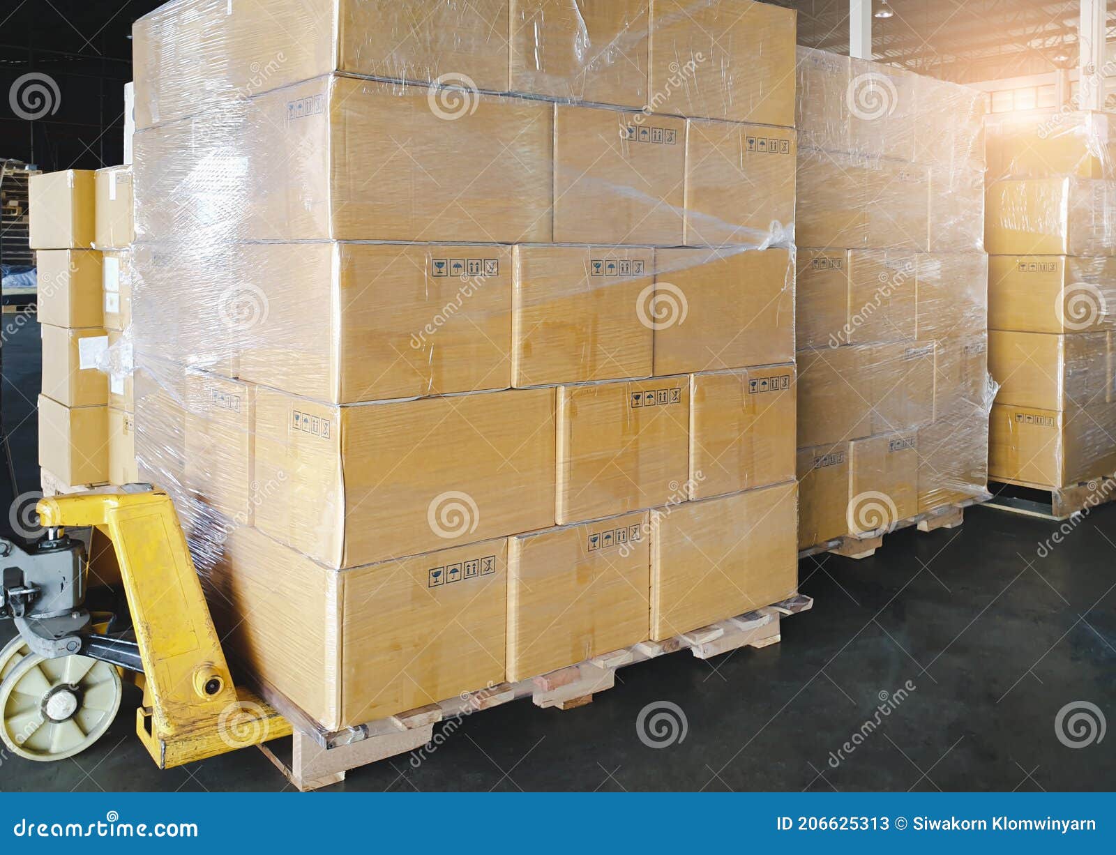Cargo Boxes Shipment, Manufacturing and Warehousing. Stack of Cardboard ...