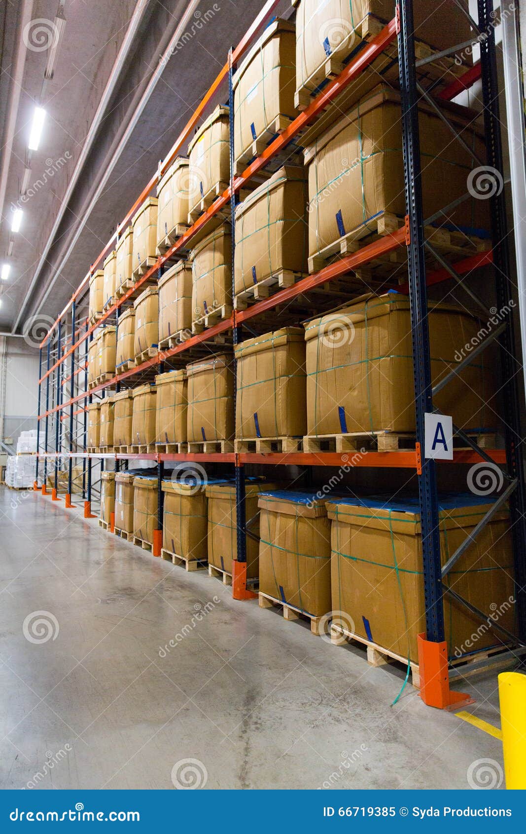 Cargo Boxes Storing at Warehouse Shelves Stock Image - Image of export ...