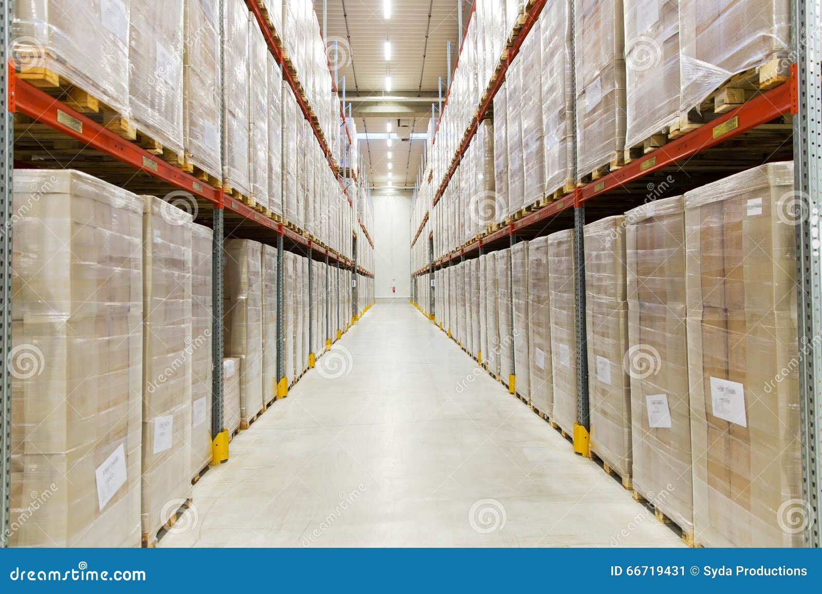 Cargo Boxes Storing at Warehouse Shelves Stock Image - Image of pallet ...