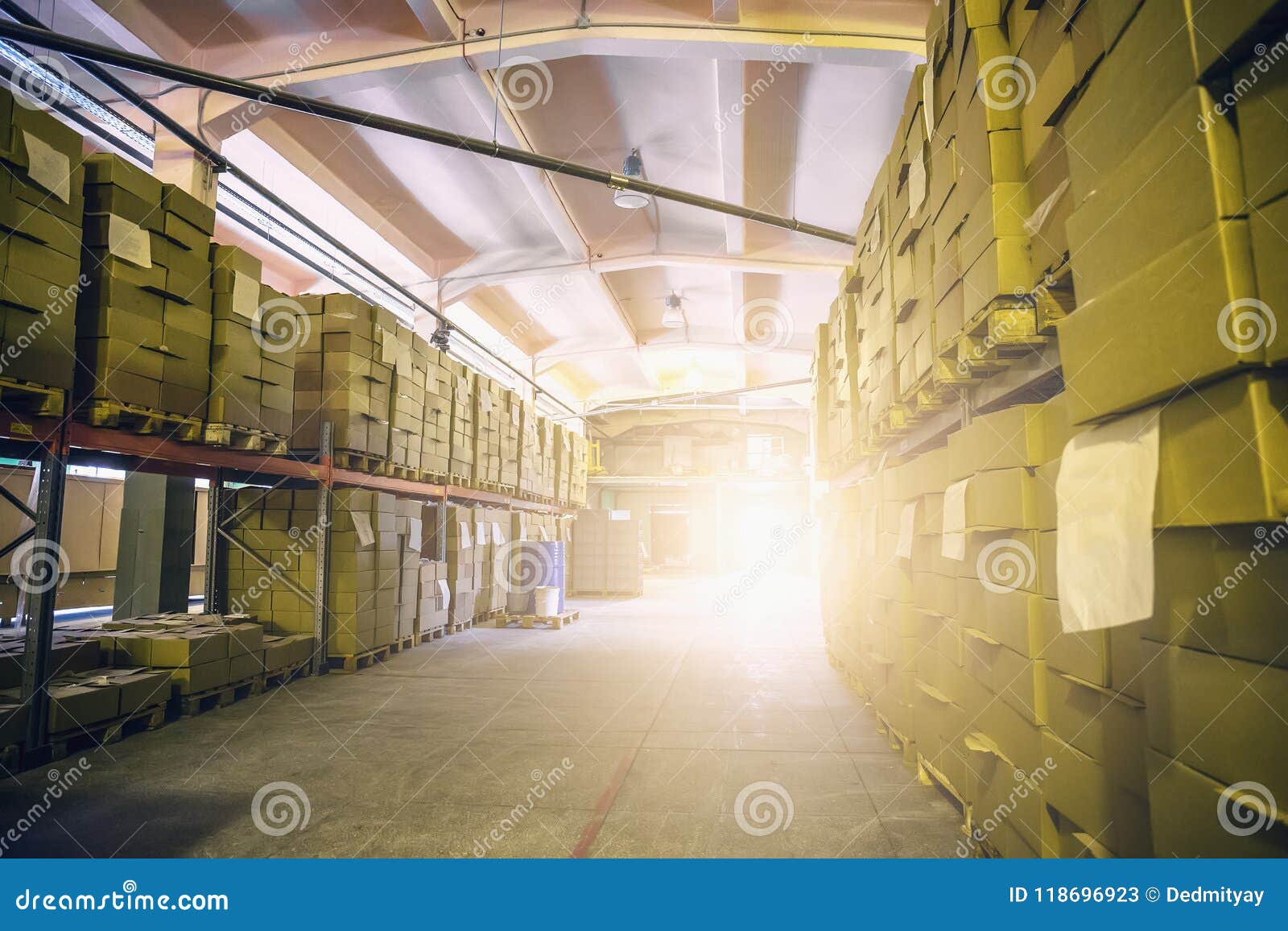 Cargo Cardboard Boxes in Logistic Storage Warehouse, Interior of ...
