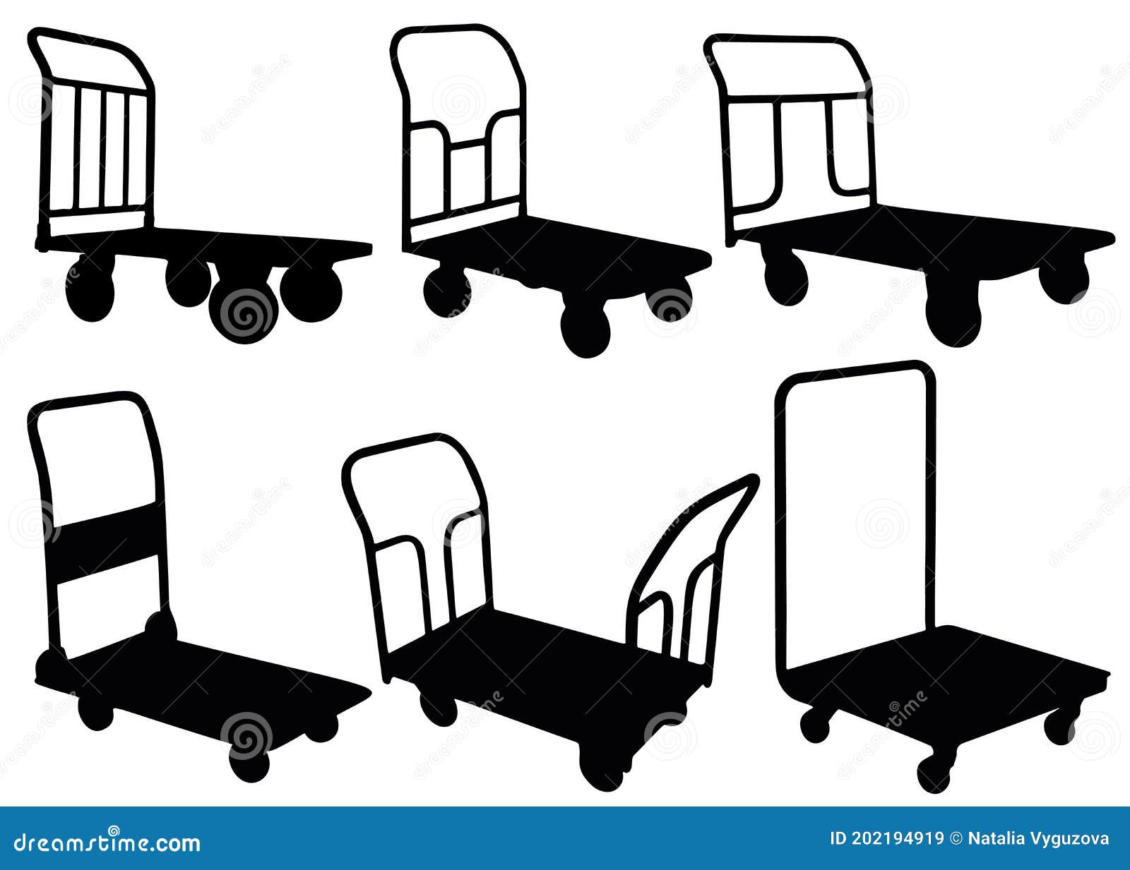 Carts for Transporting Goods in a Set. Stock Vector - Illustration of ...
