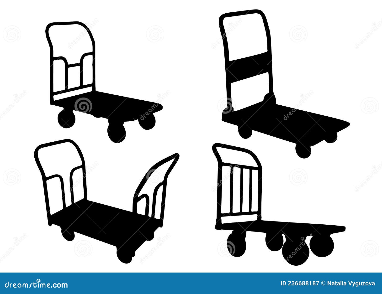 Cargo Carts on Wheels in the Set. Stock Vector - Illustration of cargo ...