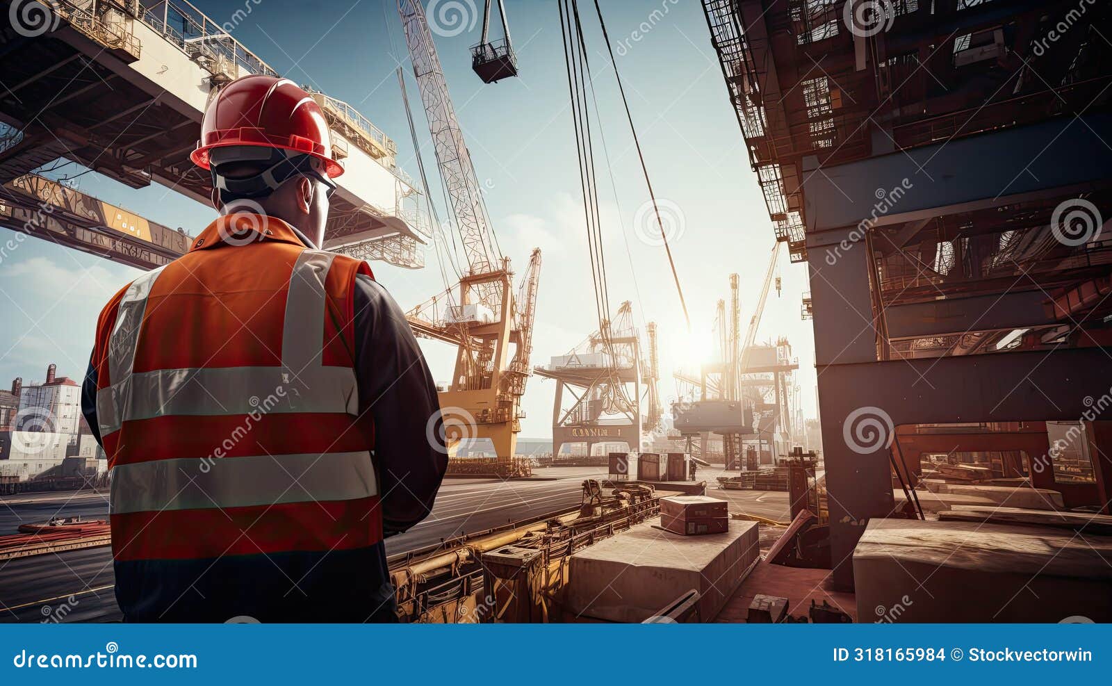 Cargo Construction Shipyard Ship Stock Illustration - Illustration of ...