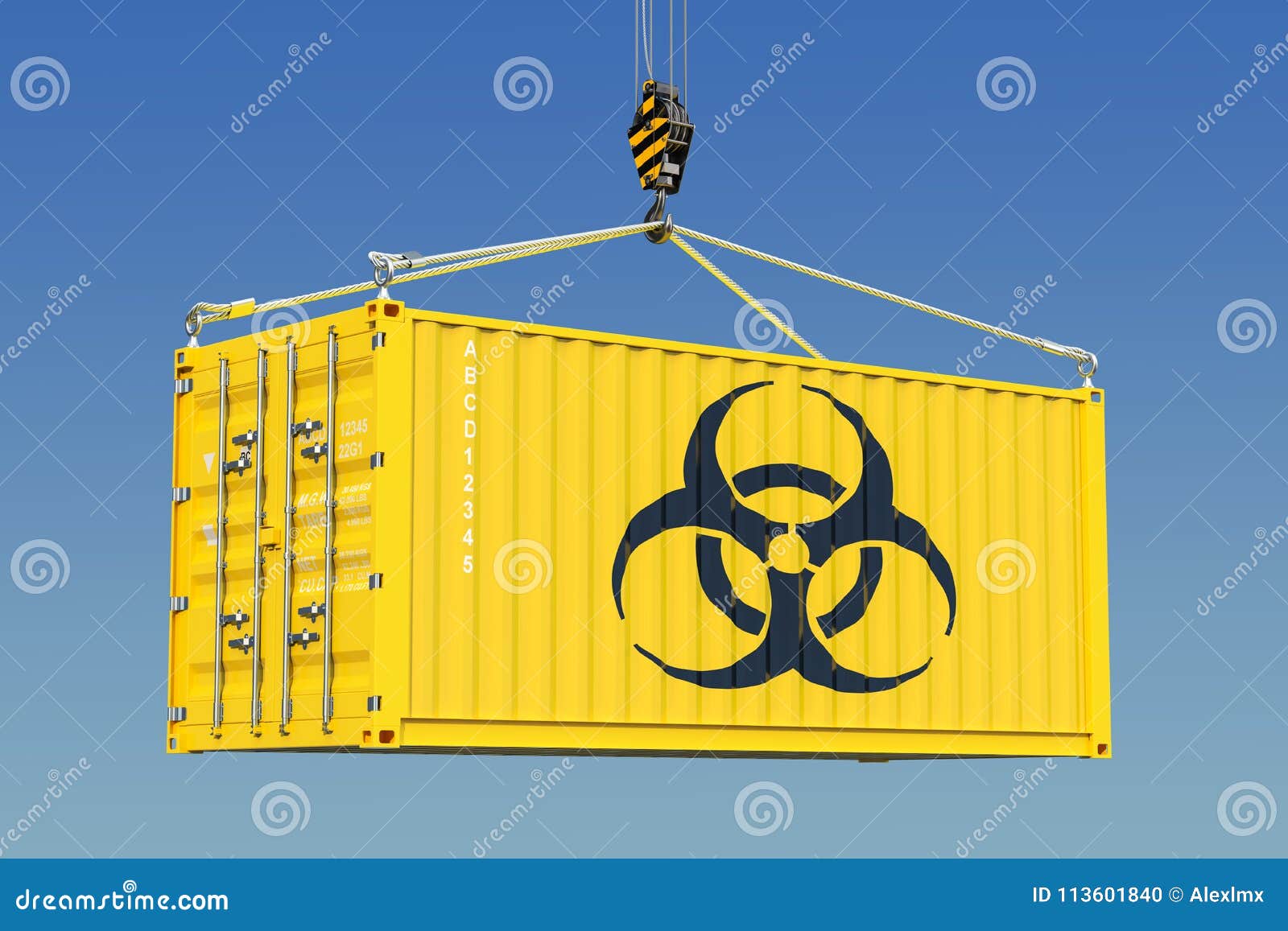 Cargo Container with Bio-hazard Waste Concept. 3D Rendering Stock ...