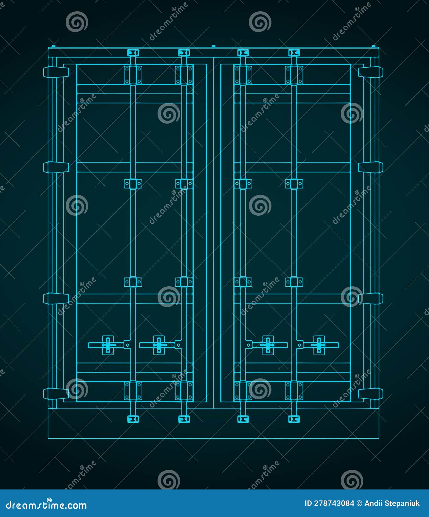 Cargo container blueprint stock vector. Illustration of closeup - 278743084