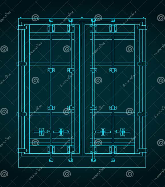 Cargo container blueprint stock vector. Illustration of closeup - 278743084