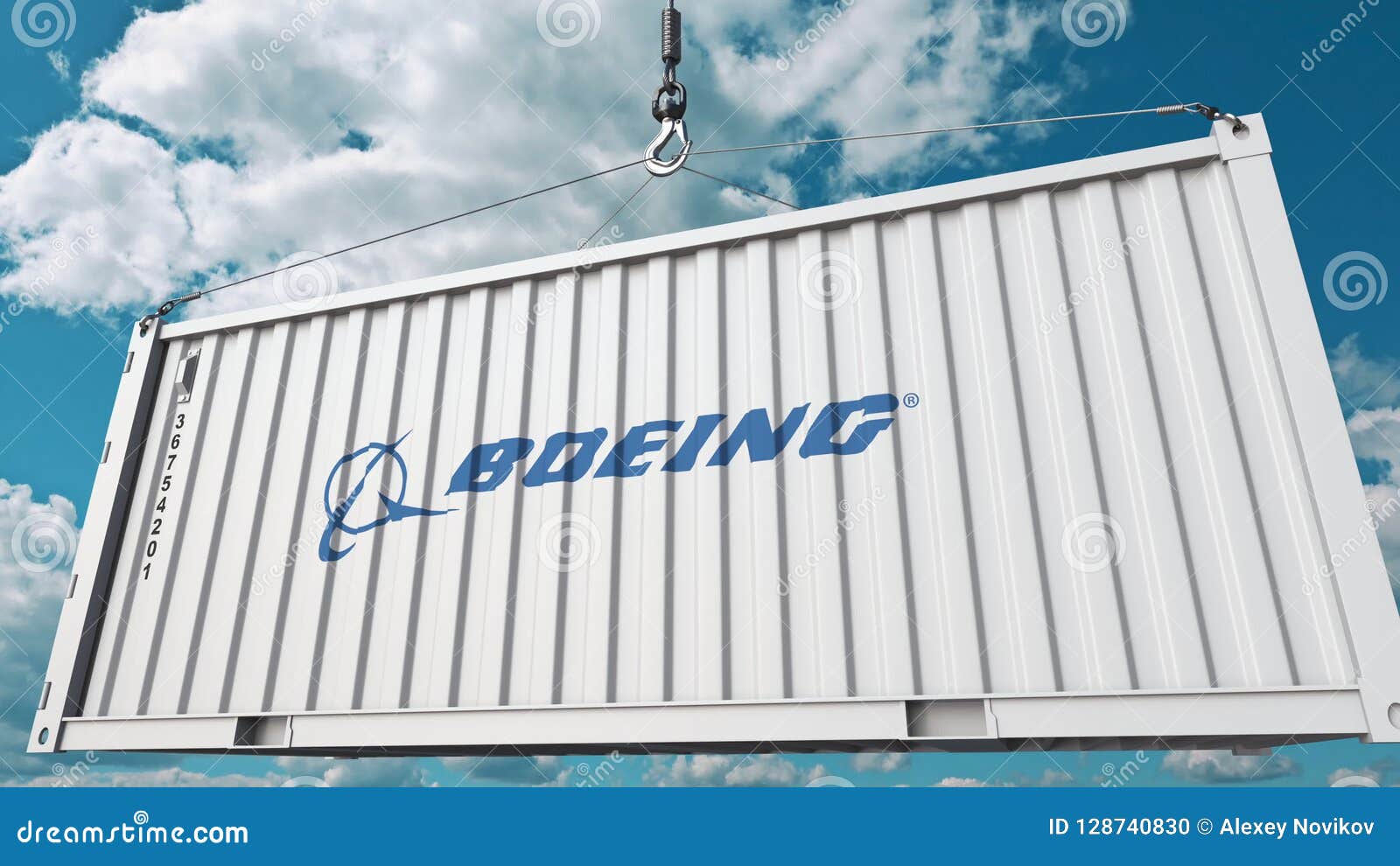 Cargo Container with Boeing Logo. Conceptual Editorial 3D Rendering ...