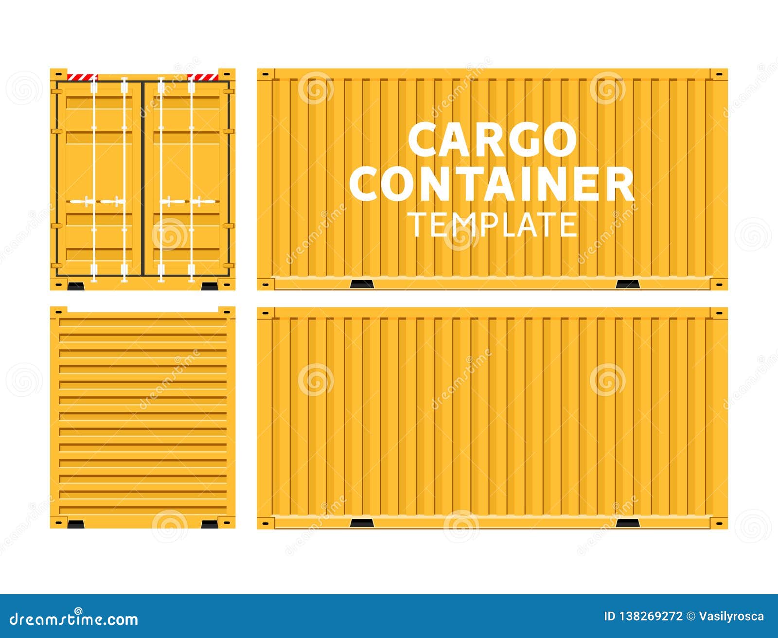 Cargo Container Box Isolated Vector. Cargo Sides Delivery Business ...