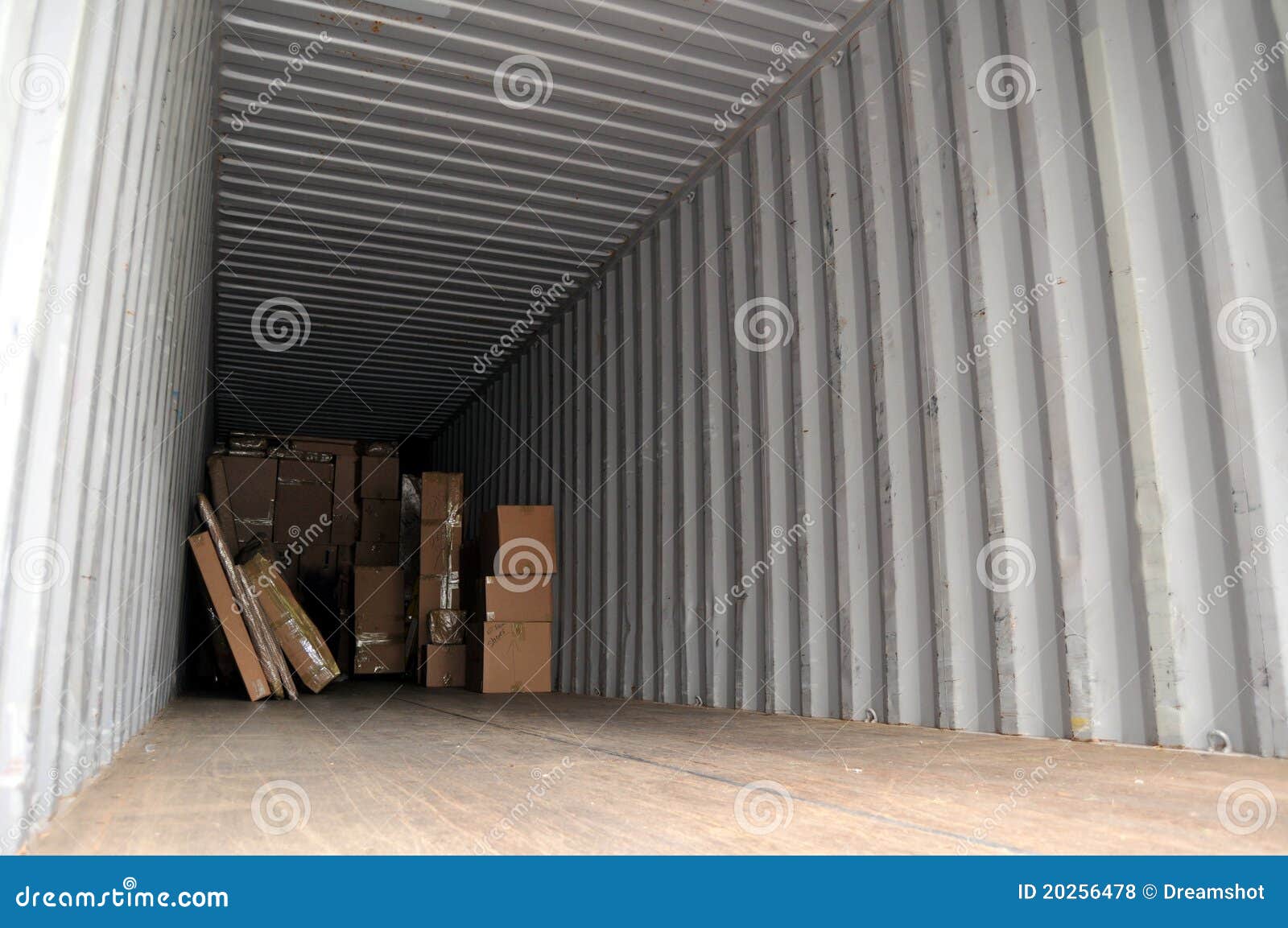 Cargo container with boxes stock photo. Image of pile - 20256478