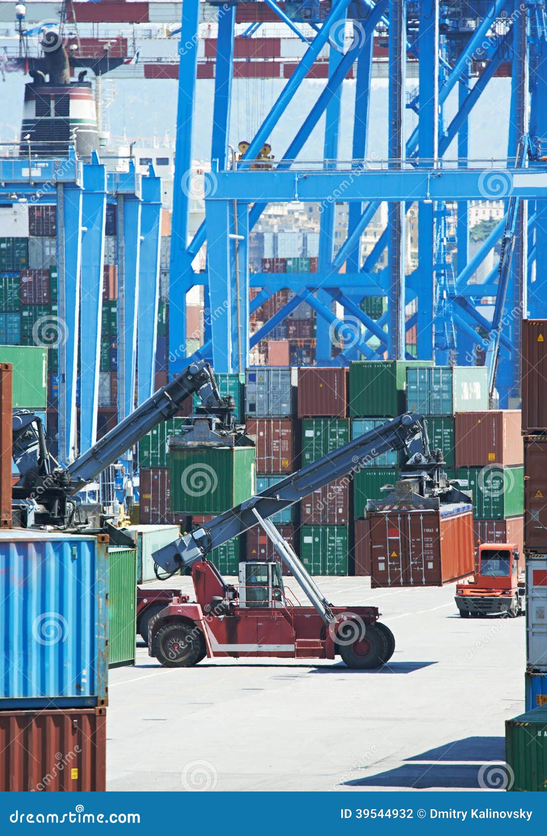 Cargo Container Boxes in Dock Terminal Stock Photo - Image of ...