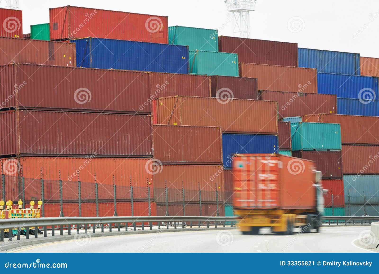 Cargo Container Boxes in Dock Terminal Stock Image - Image of business ...