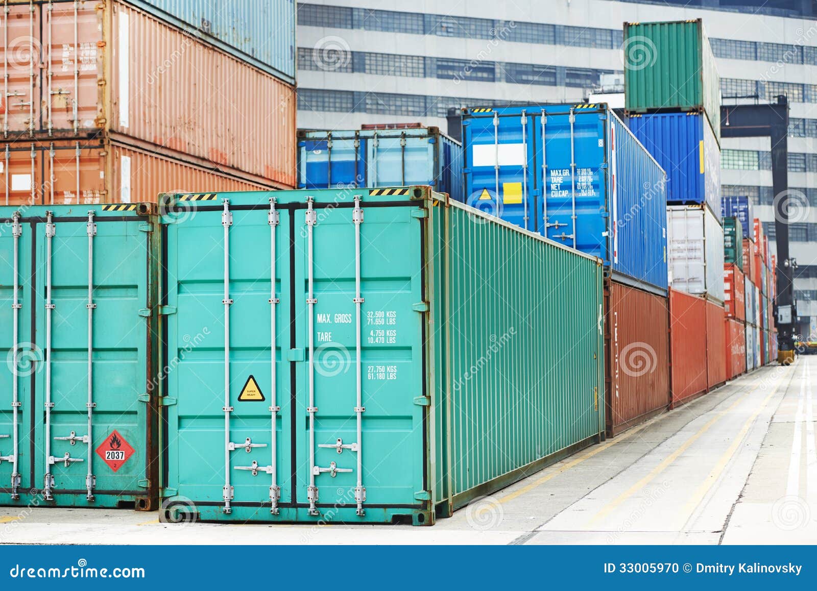 Cargo Container Boxes in Dock Terminal Stock Photo - Image of export ...