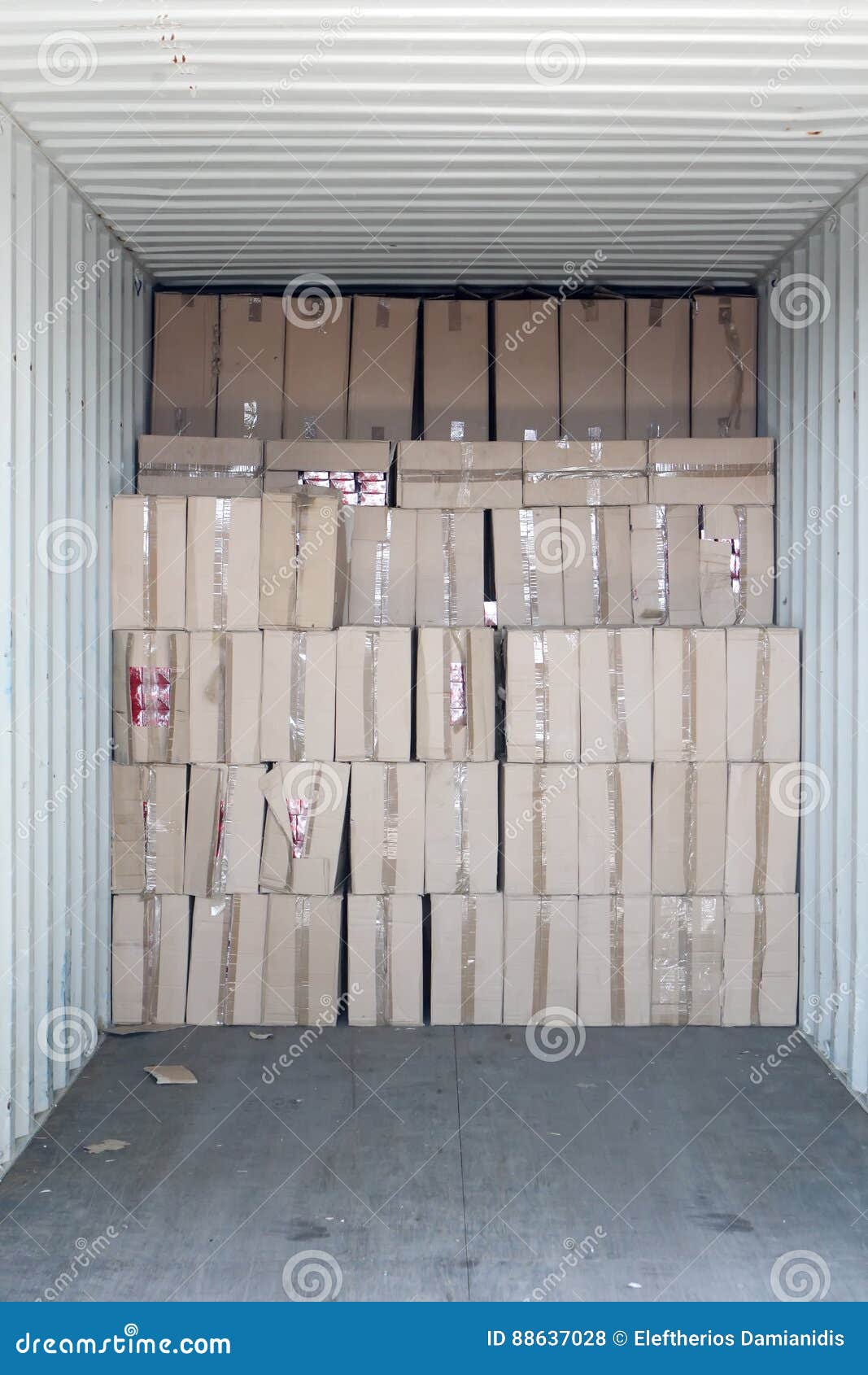 Cargo Container with Boxes editorial stock photo. Image of warehouse ...