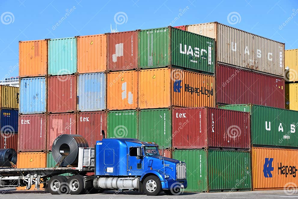 Cargo Container Boxes at the Port in Mazatlan, Mexico Editorial Stock ...