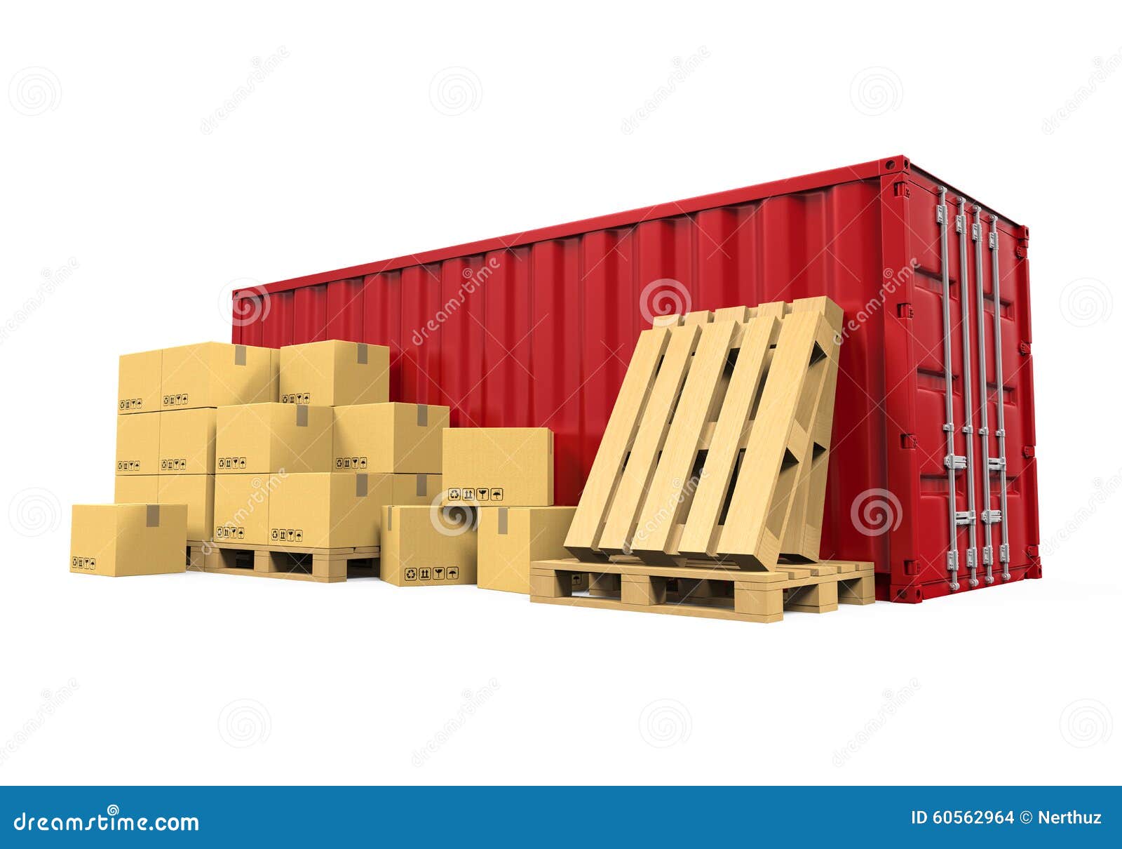 Cargo Container and Cardboard Boxes Stock Illustration - Illustration ...