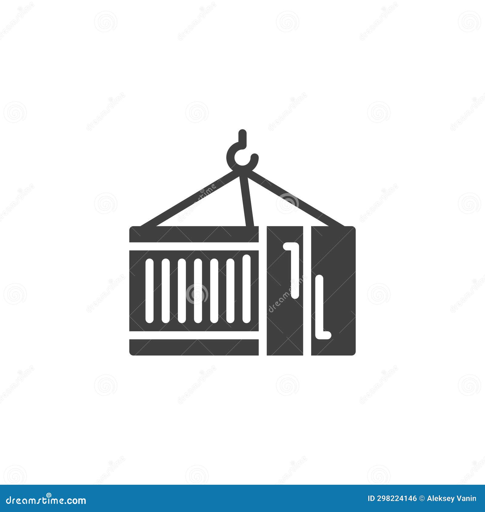 Cargo Container and Crane Vector Icon Stock Illustration - Illustration ...
