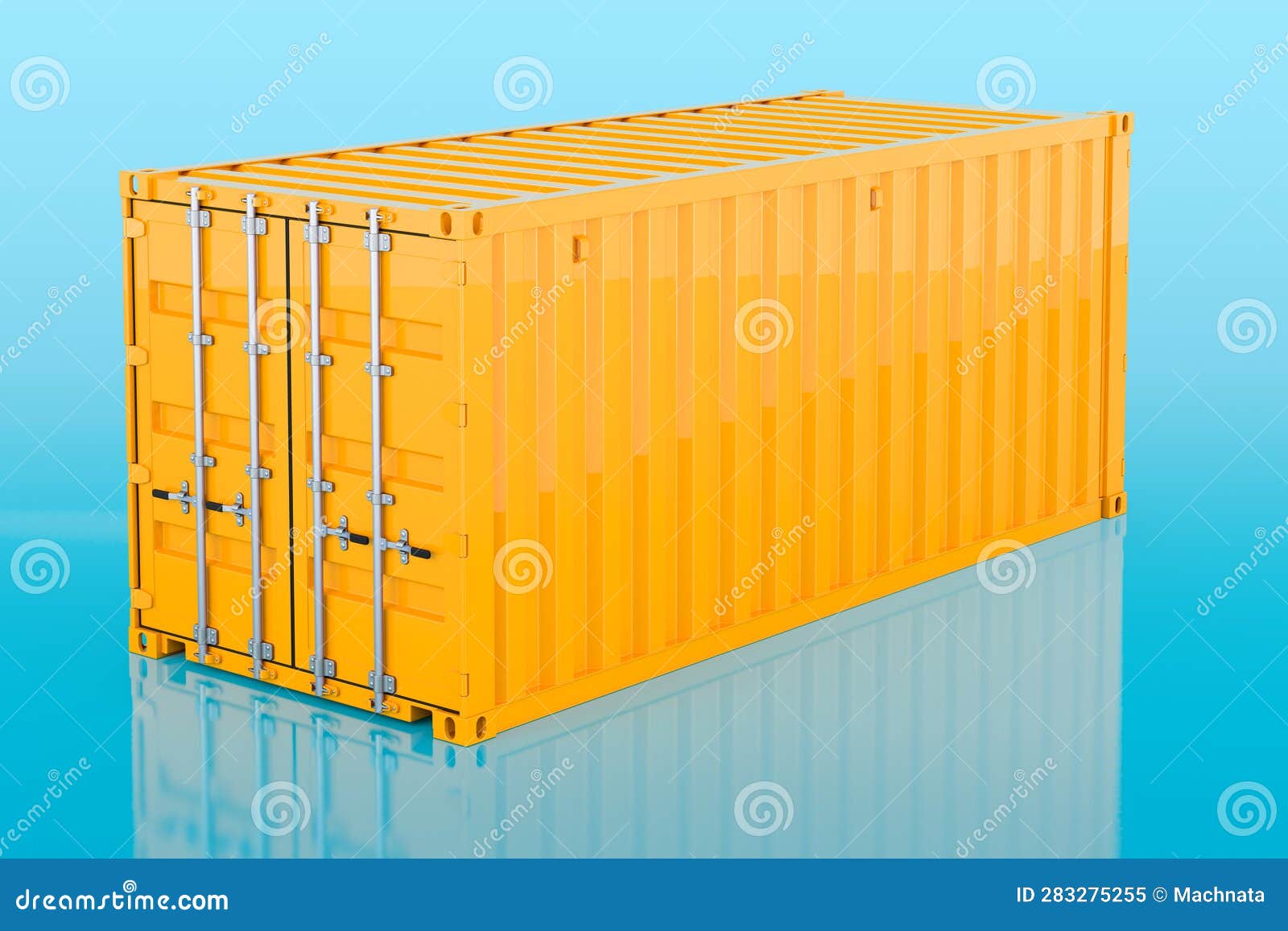 Cargo Container, 3D Rendering on Blue Backdrop Stock Illustration ...