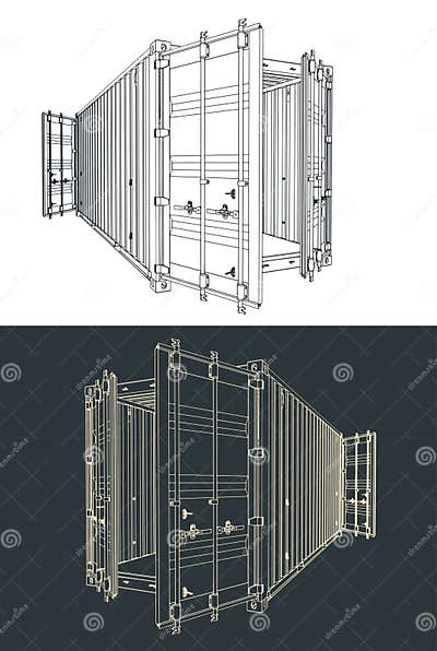 Cargo container drawings stock vector. Illustration of drawings - 278743097