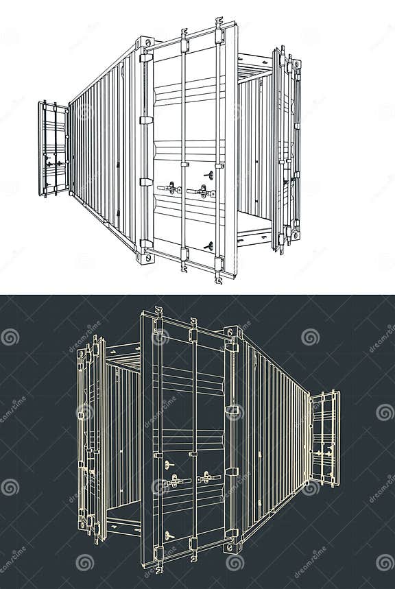 Cargo container drawings stock vector. Illustration of drawings - 278743097