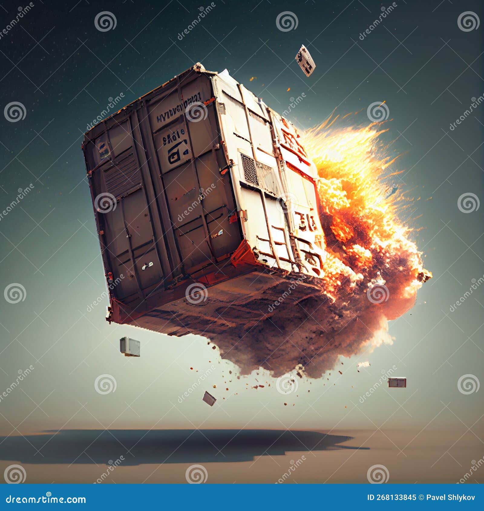 Cargo Container Falling Down from Space Stock Illustration ...