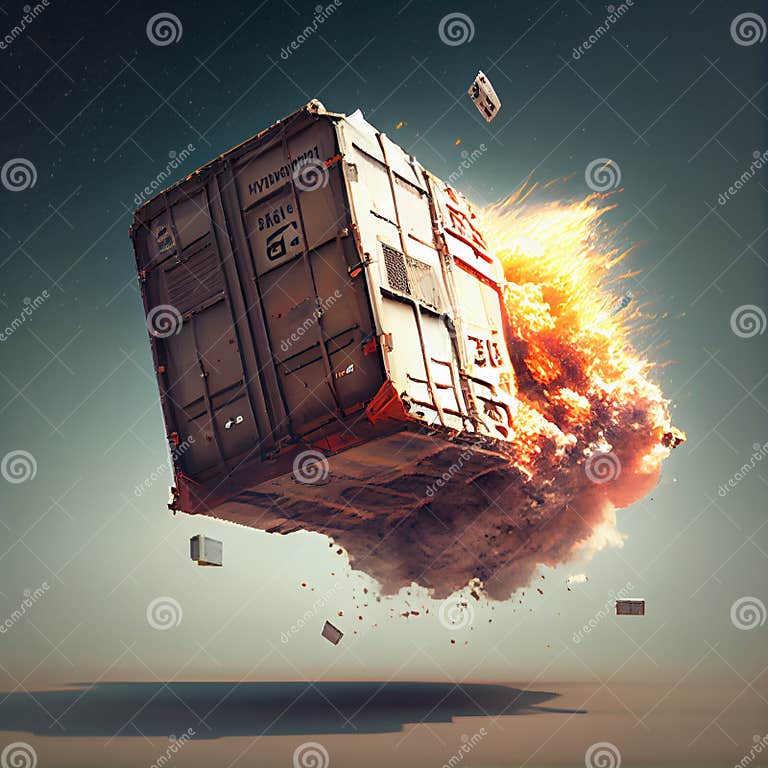 Cargo Container Falling Down from Space Stock Illustration ...