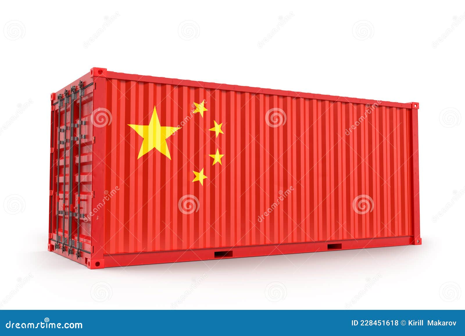 Cargo Container with Flag of China. 3D Rendering Stock Illustration ...