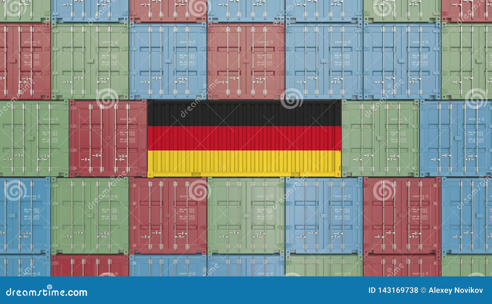 Cargo Container with Flag of Germany. German Import or Export Related ...