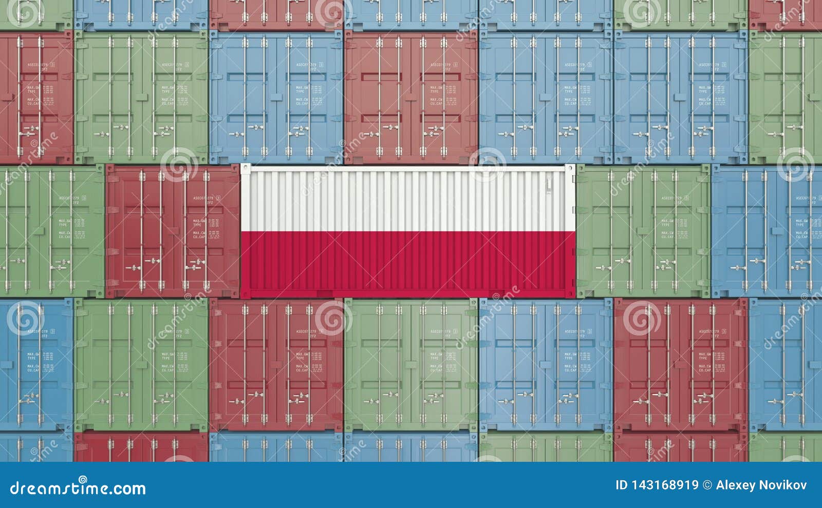 Cargo Container with Flag of Poland. Polish Import or Export Related 3D ...