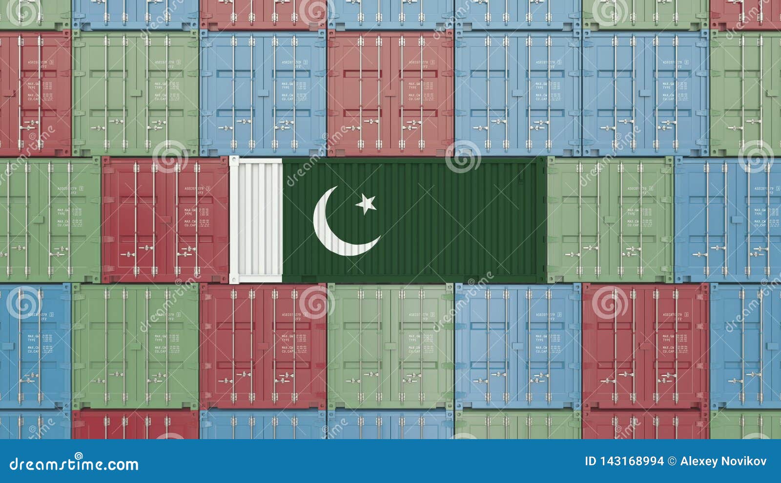 Container with Flag of Pakistan. Pakistani Import or Export Related 3D ...