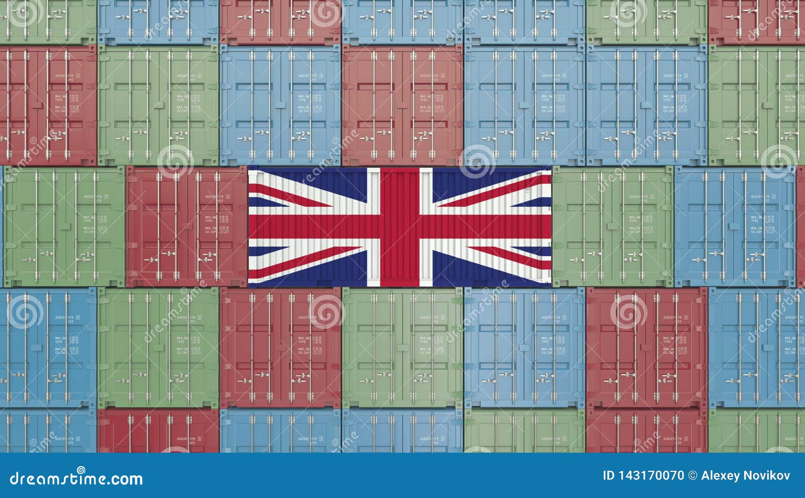 Container with Flag of the United Kingdom. British Import or Export ...