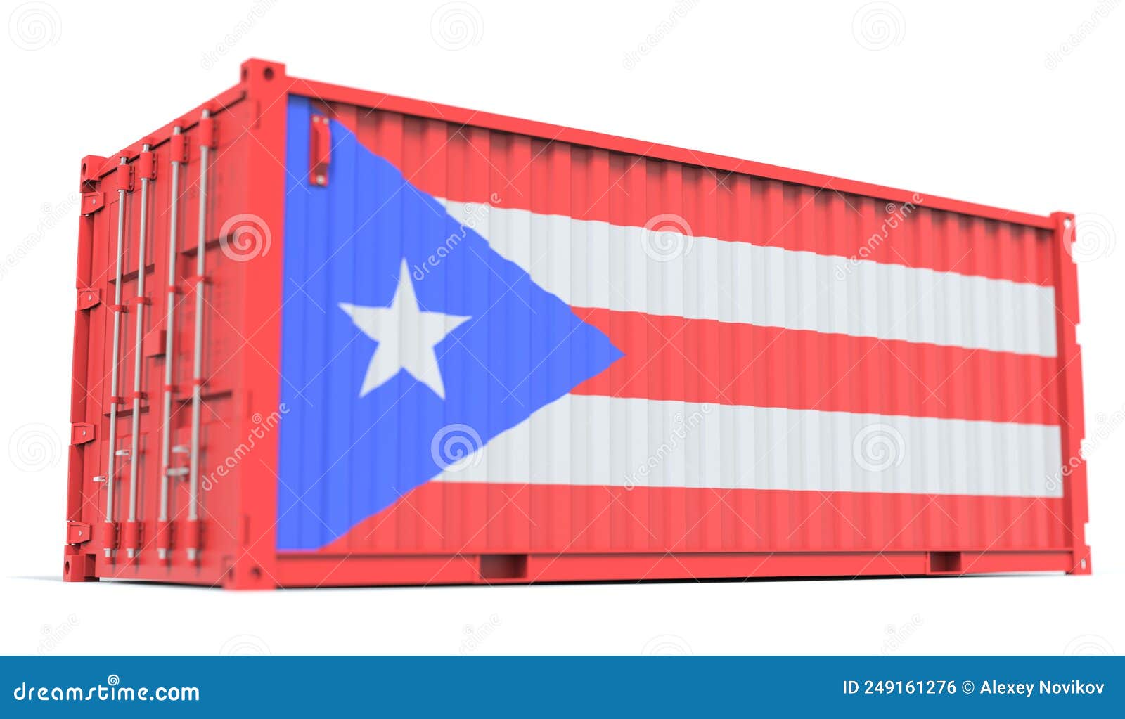 Cargo Container with Flag of Puerto Rico on the Side, 3d Rendering ...