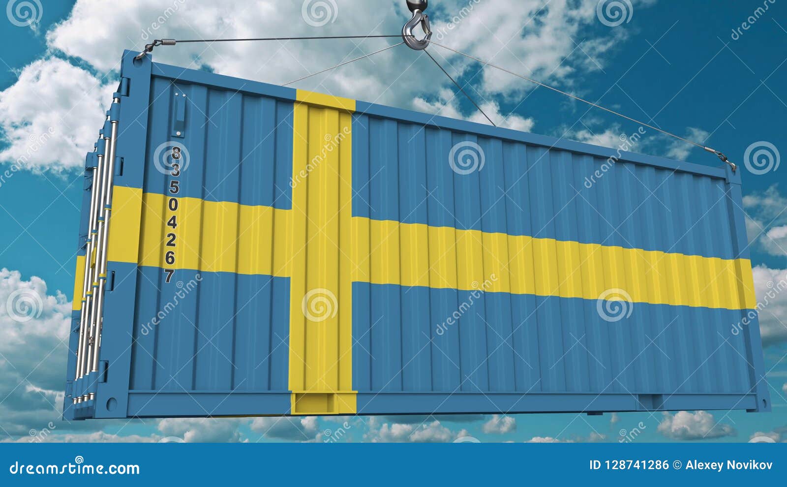 Cargo Container with Flag of Sweden. Swedish Import or Export Related ...