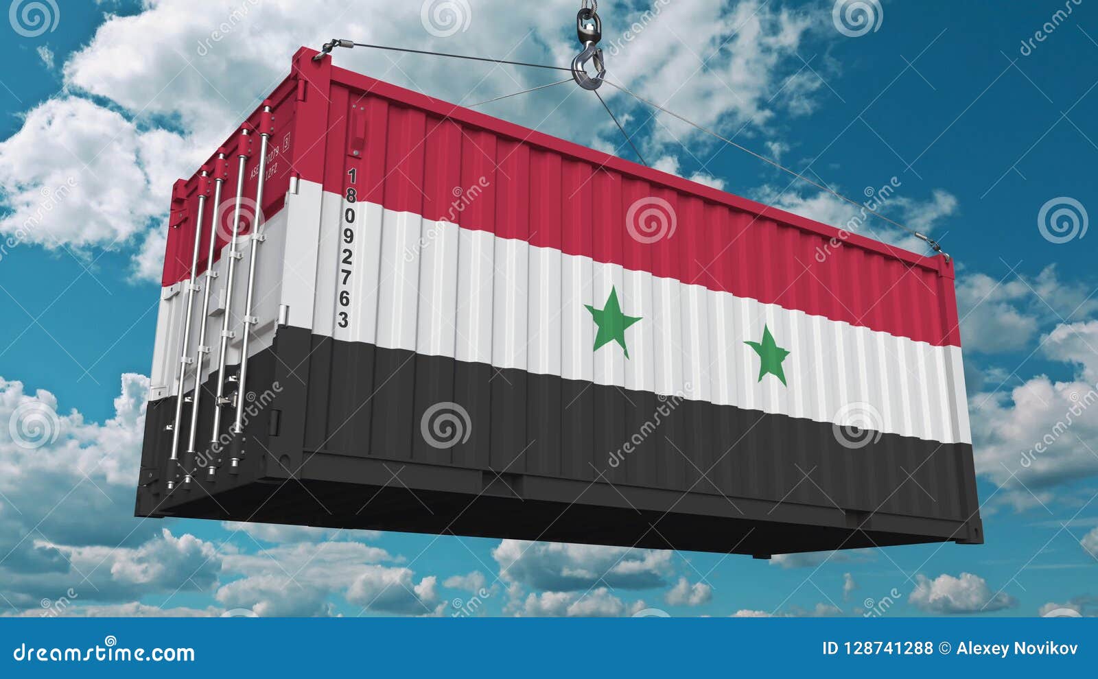 Cargo Container with Flag of Syria. Syrian Import or Export Related ...