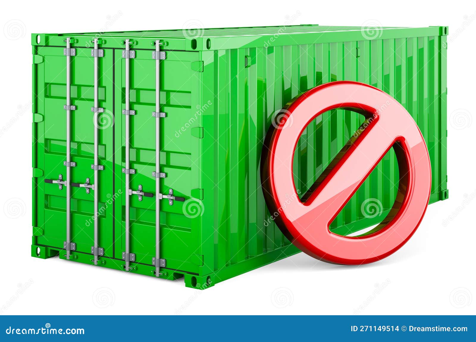 Cargo Container with Forbidden Symbol, 3D Rendering Stock Illustration ...