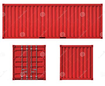 Cargo Container Front Side and Back View Stock Illustration ...