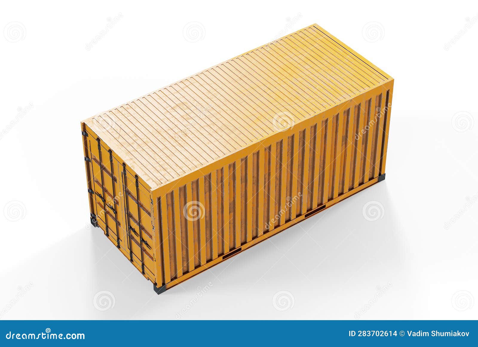 Cargo Container Front Side and Back View 3d Render Stock Illustration ...