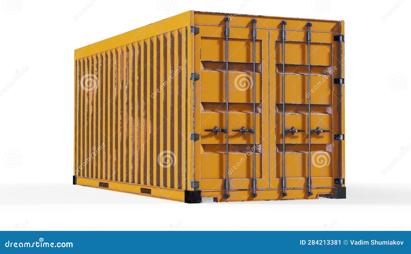 Cargo Container Front Side and Back View 3d Render Stock Illustration ...