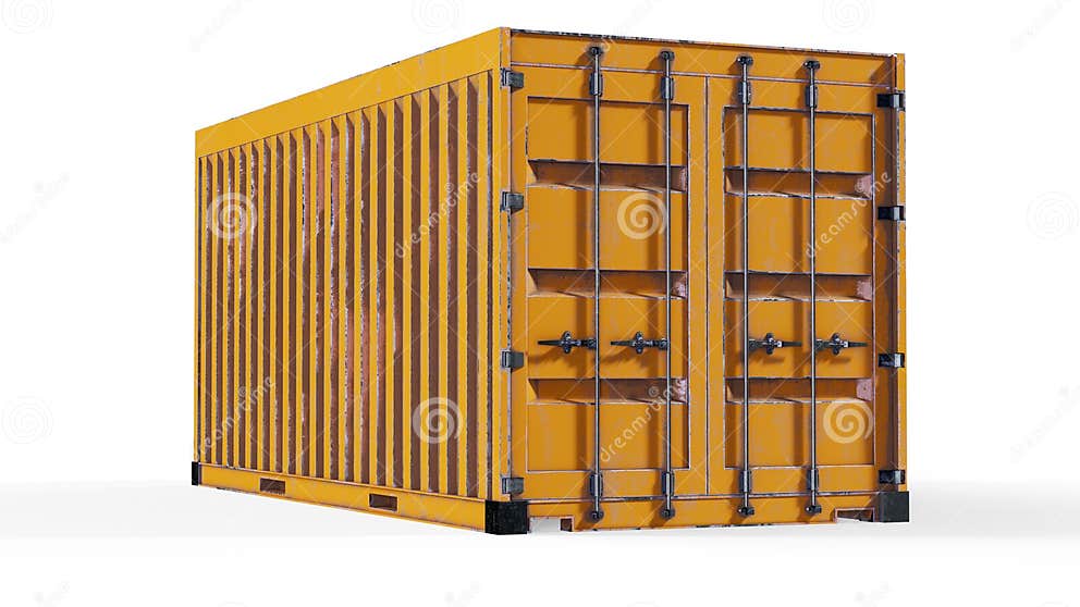 Cargo Container Front Side and Back View 3d Render Stock Illustration ...