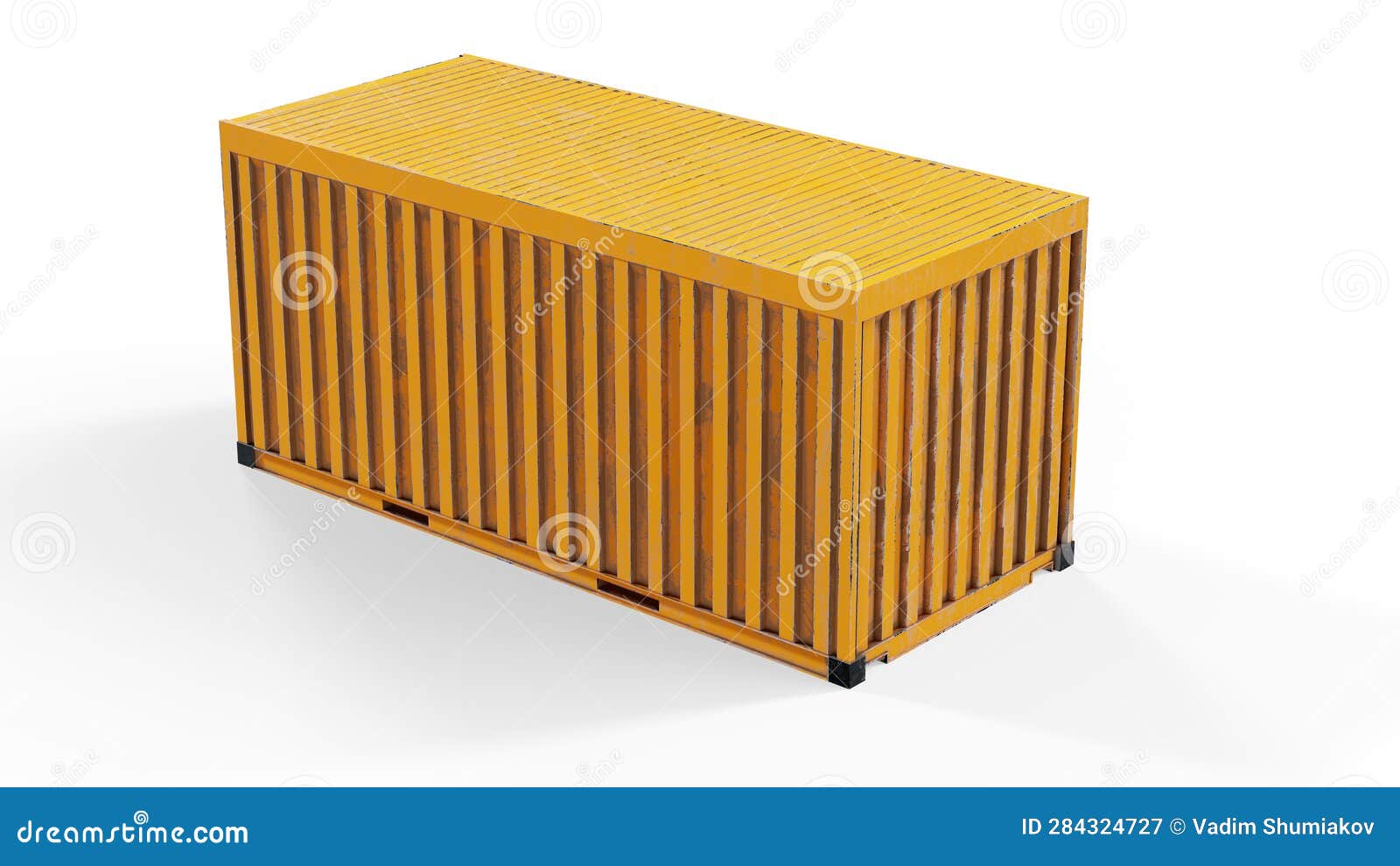 Cargo Container Front Side and Back View 3d Render Stock Illustration ...