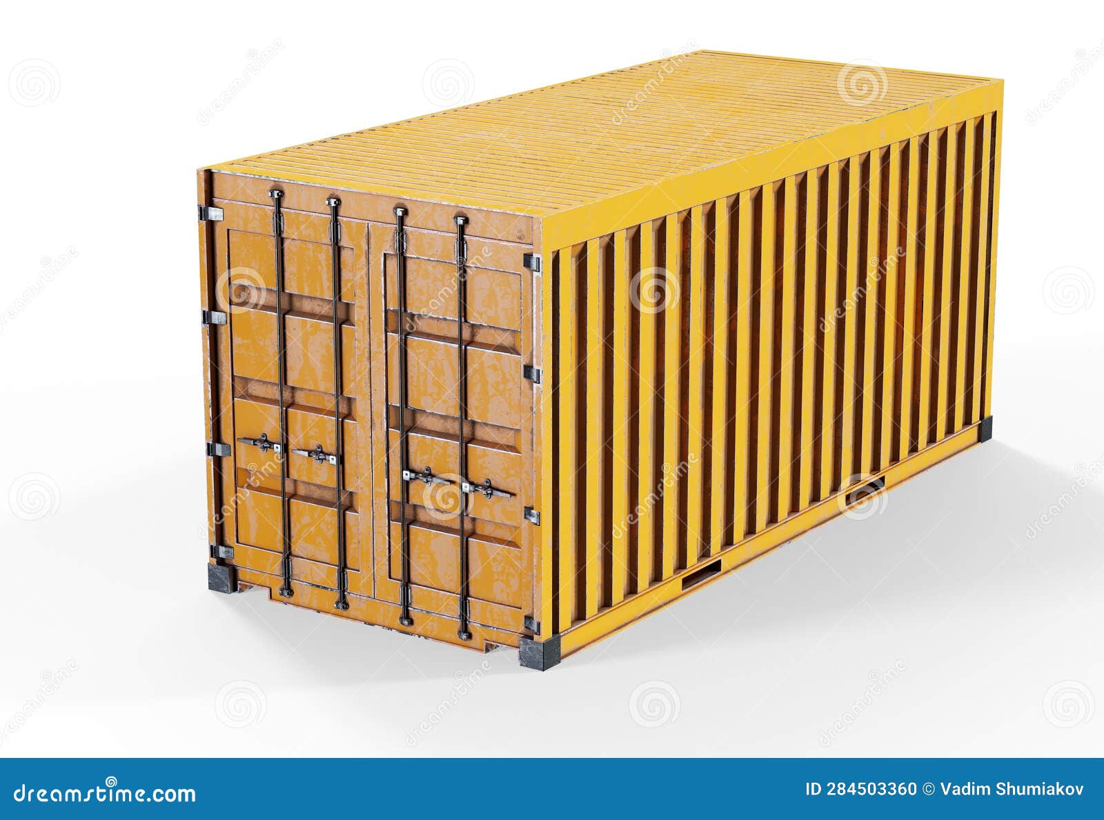 Cargo Container Front Side and Back View 3d Render Stock Illustration ...