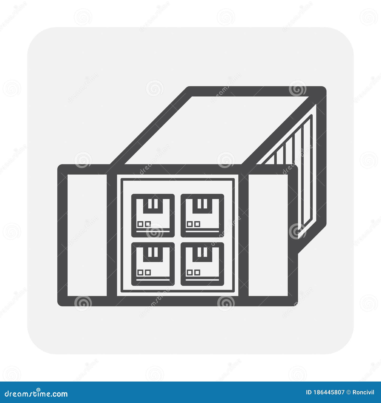 Cargo container icon stock vector. Illustration of icon - 186445807