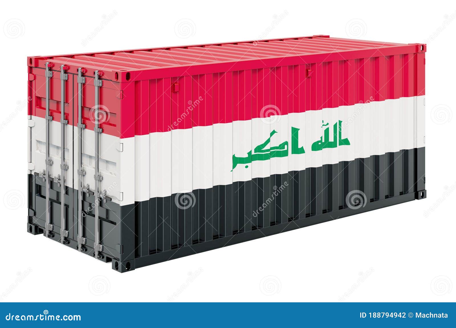 Cargo Container with Iraqi Flag, 3d Rendering Stock Illustration ...