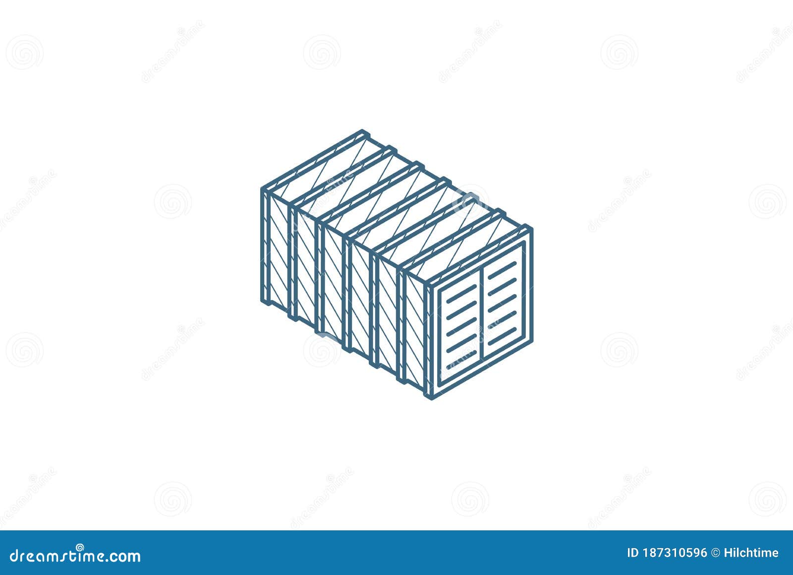 Cargo Container Isometric Icon. 3d Line Art Technical Drawing. Editable ...