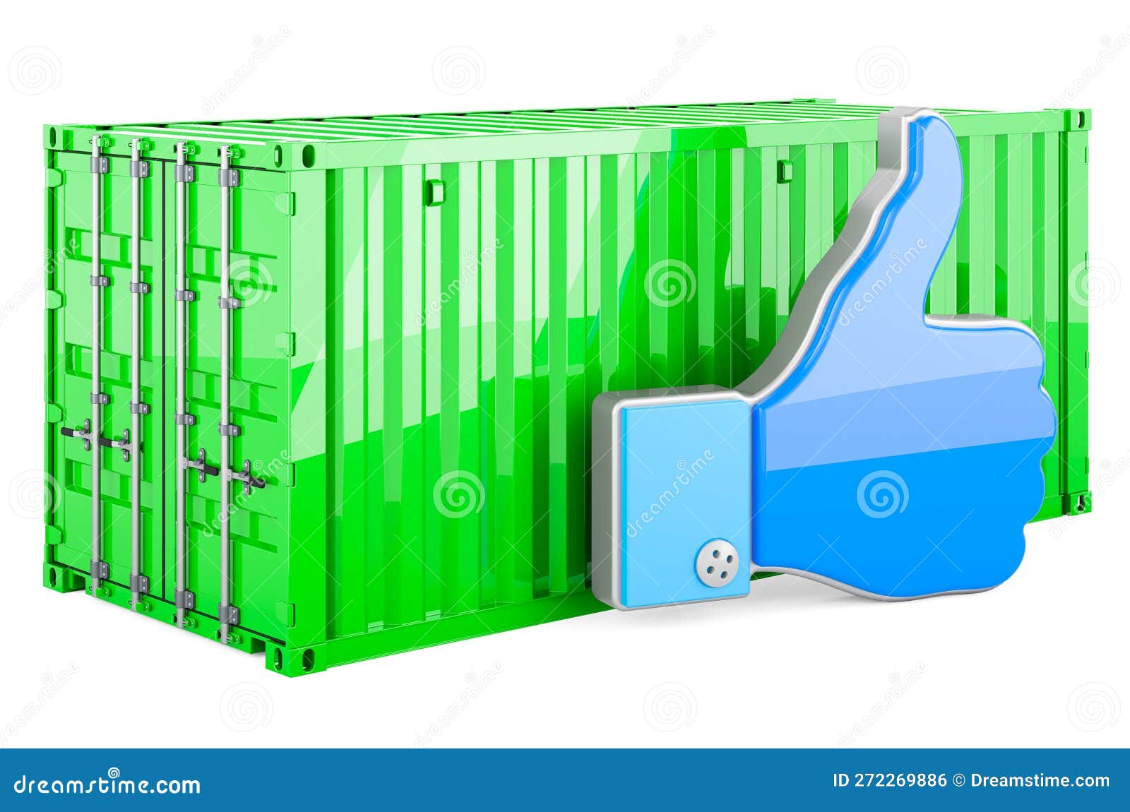 Cargo Container with Like Icon, 3D Rendering Stock Illustration ...