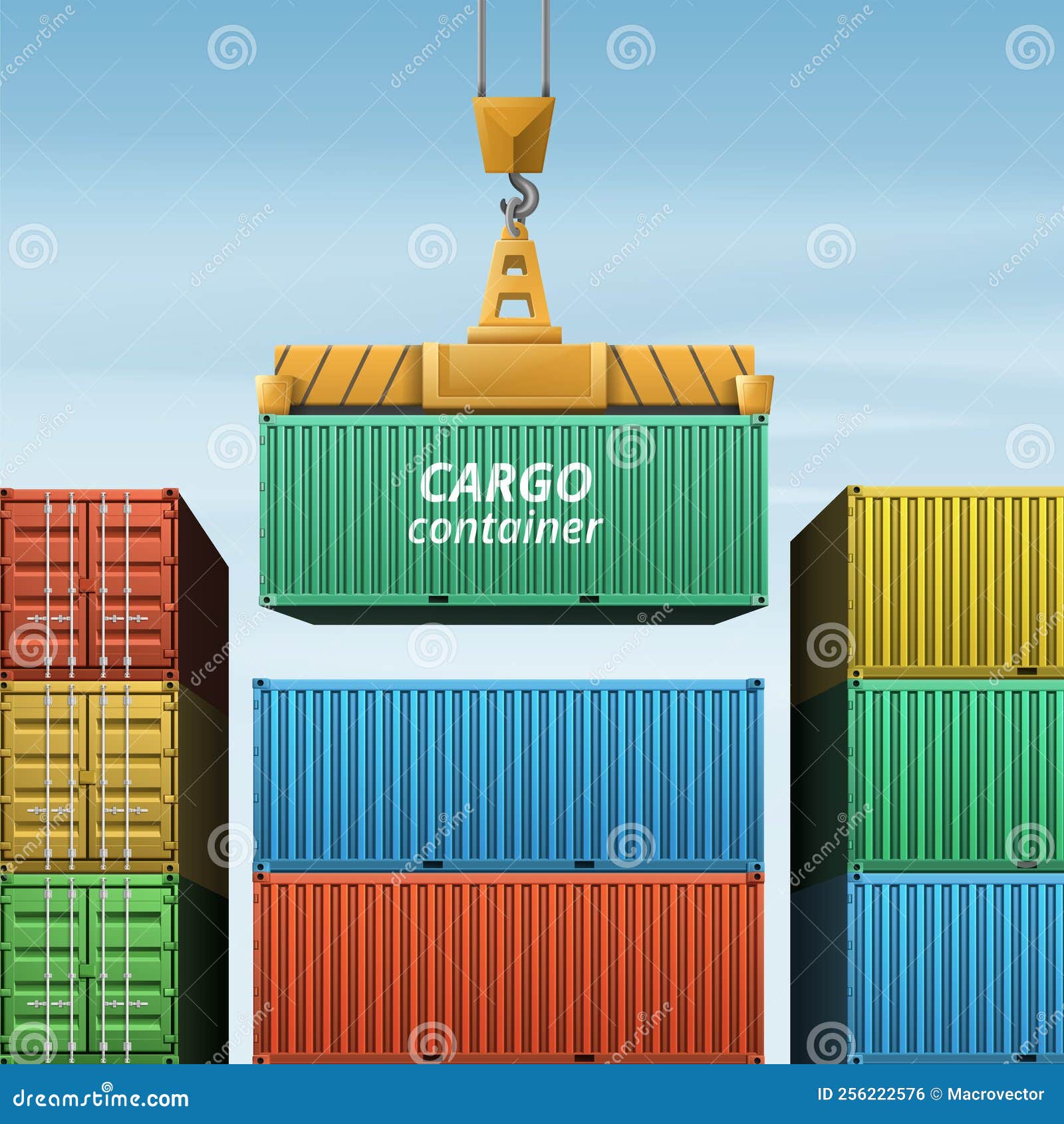 Cargo Container Loading Composition Stock Vector - Illustration of ...