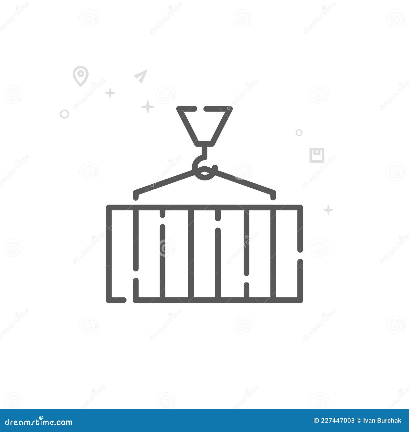 Cargo Container Loading Vector Line Icon, Symbol, Pictogram, Sign ...